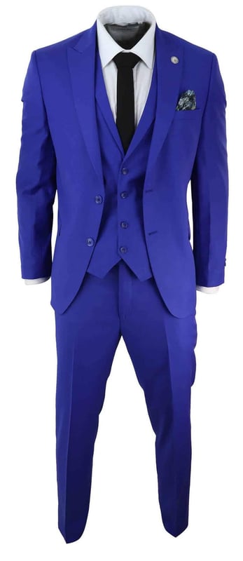 Herr 3 delar Royal Blue Tailored Fit Komplett kostym Best Man ...