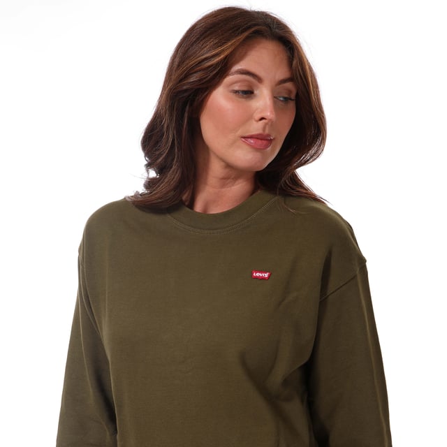 Women's Levis Standard Crew Neck Sweatshirt in olive