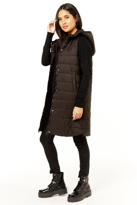 Longline Padded Hooded Gilet