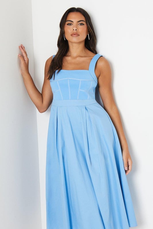 Seam Detail Bandage Bodice Midi Dress