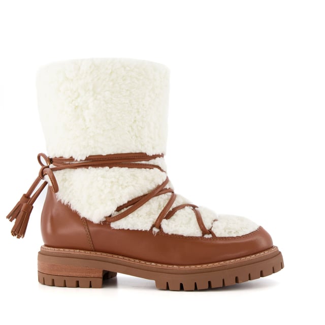 Dune Ladies Pallma - Faux Shearling And Leather Chunky Boots