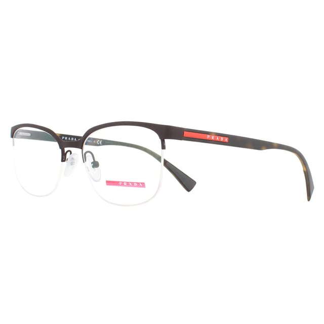 Prada Sport Semi Rimless Brown Rubber Mens Glasses Frames