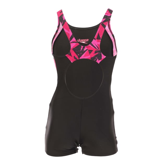 Girls Speedo Hyper Boom Splice Legsuit In Black Pink