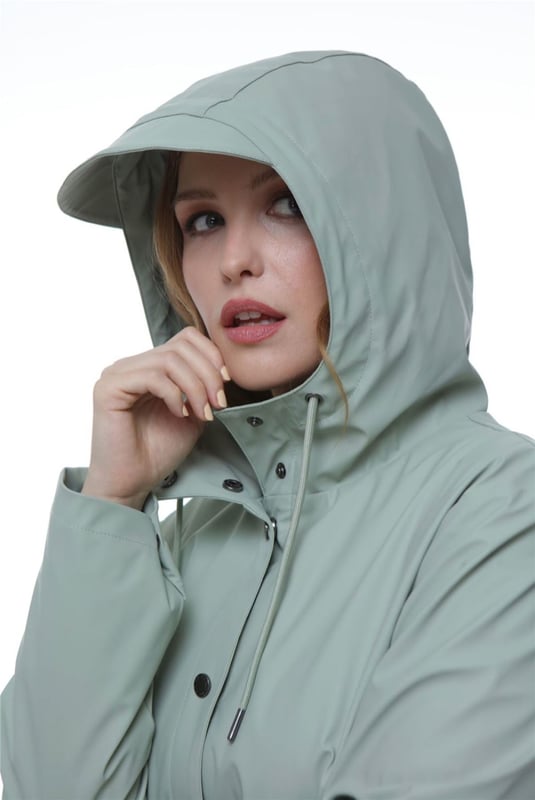 Ruby Hooded Mac in Tea