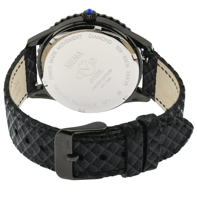 GV2 Siena Womens Swiss Quartz Diamond Black Dial Black Leather Watch Watch