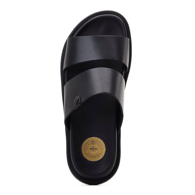 Base London Mens Leto Waxy Black Leather Slide Sandal