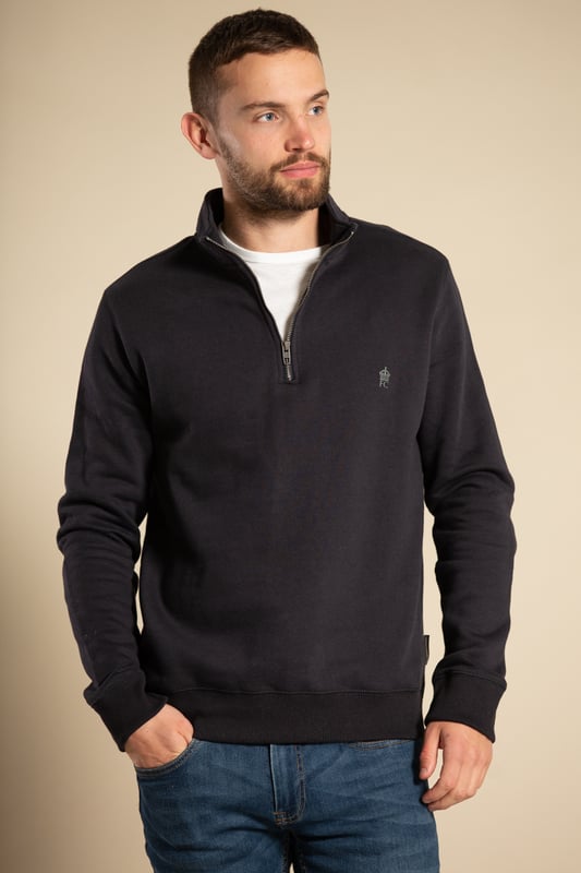 Navy Cotton Blend 1/2 Zip Jumper