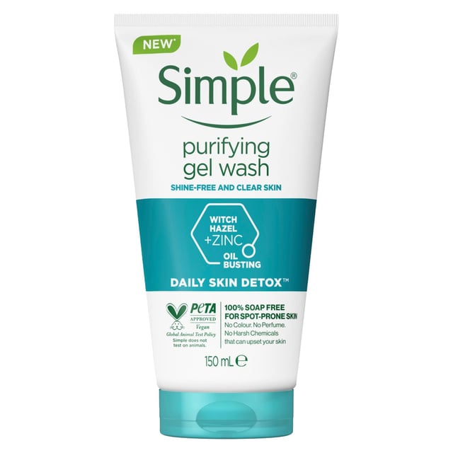Simple Daily Skin Detox Purifying Face Wash, 150ml, 6 pack