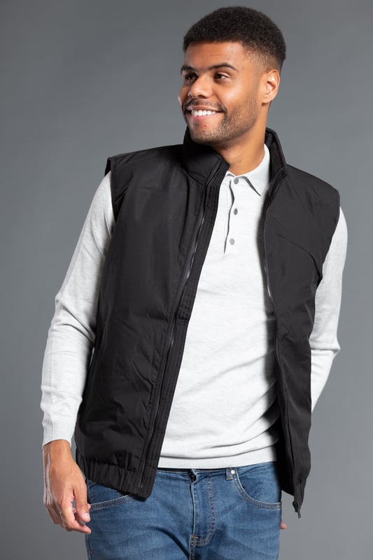 Black Funnel Neck Gilet With Light Padding Inside