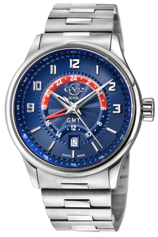 GV2 Men's Giromondo Blue Dial Stainless Steel Watch