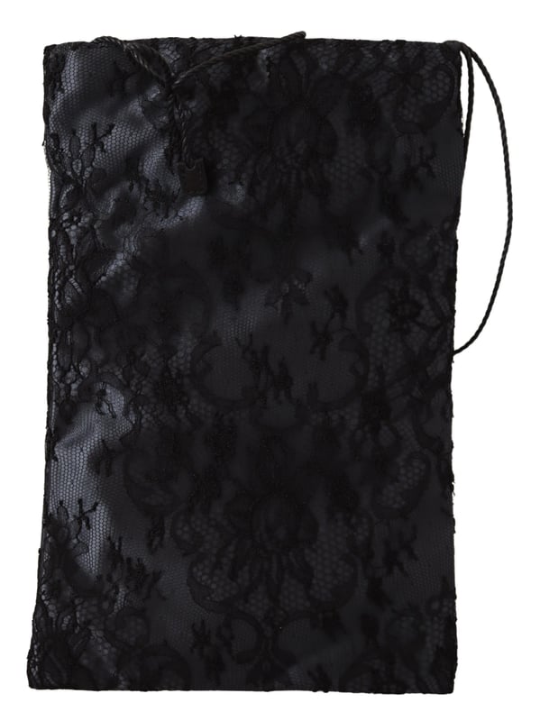 Dolce & Gabbana Women's Black Satin Lace Drawstring Holder Logo Plaque ...