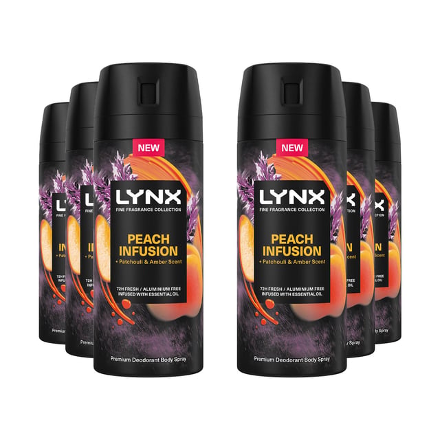 Lynx Body Spray Fine Fragrance Collection Peach Infusion for Men 150ml ...
