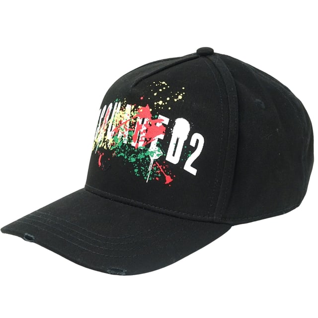 Dsquared2 Paint Splatter Logo Black Baseball Cap
