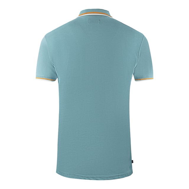 Aquascutum Twin Tipped Collar Brand Logo Avio Blue Polo Shirt