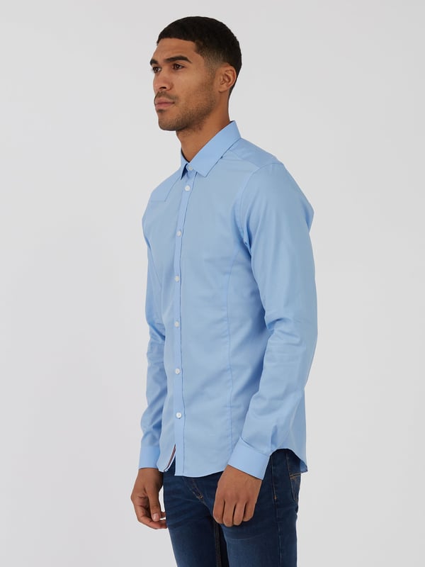 Luke 1977 Men's The Butchers Pencil Slim Fit Shirt in Sky Blue