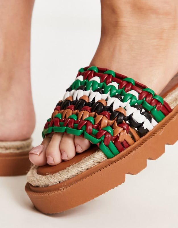 ASOS DESIGN Jupiter woven espadrille in multi tan