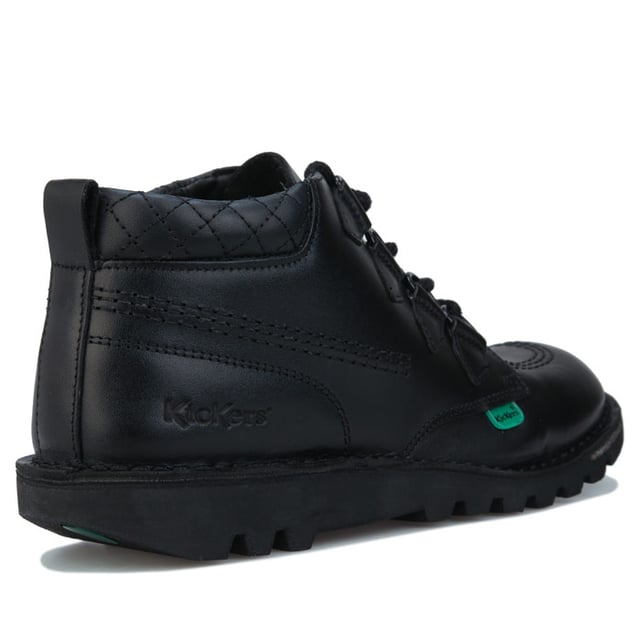 Women's Kickers Kick Mid Quilt Leather Shoes in Black