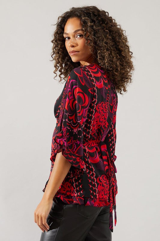 Printed Wrap Blouse