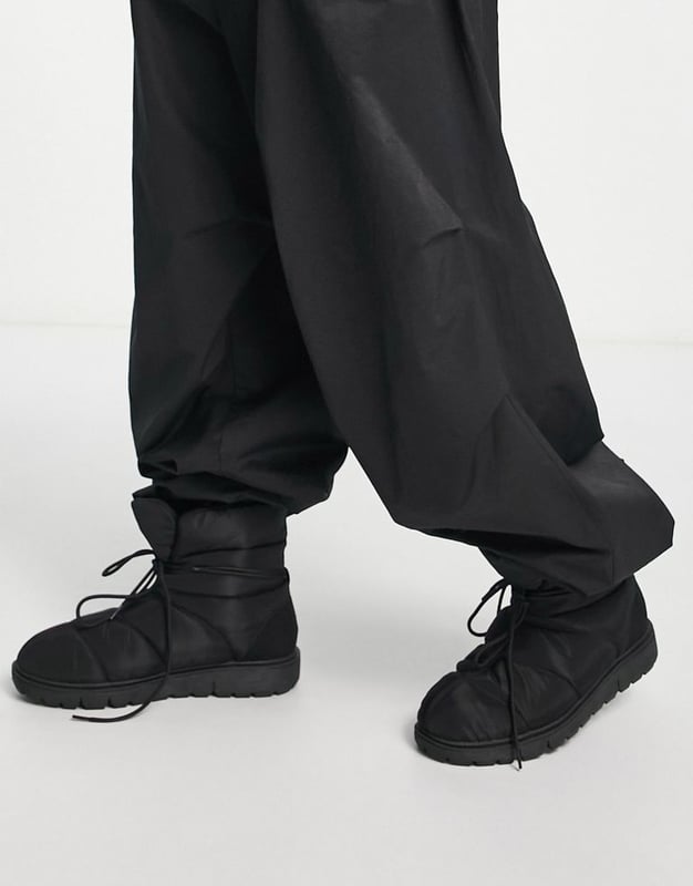 ASOS DESIGN puffer ankle boot in black