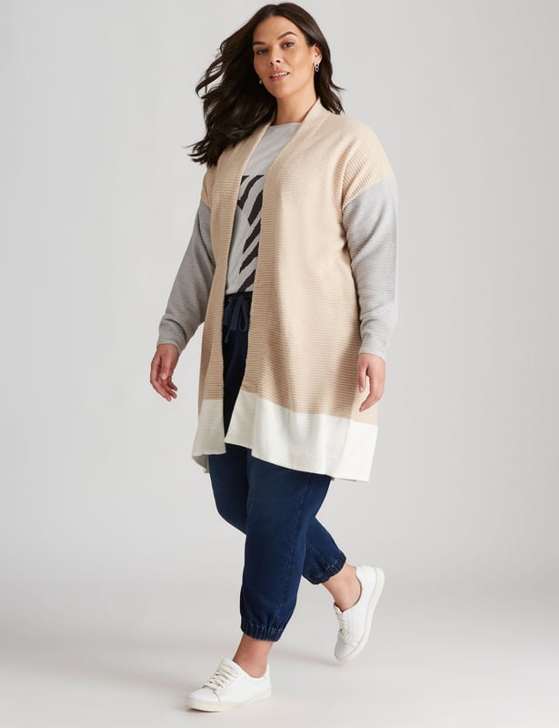 Womens Autograph Knitwear Colour Block Coatigan - Plus Size