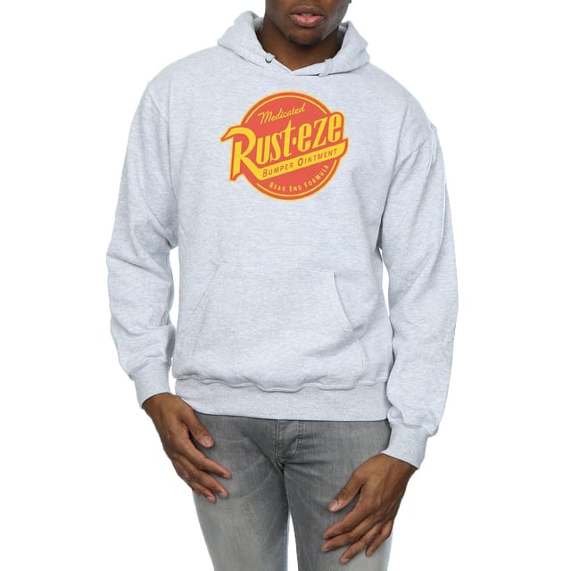 Disney Mens Cars Rust-Eze Logo Hoodie (Sports Grey)