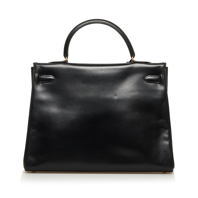 Vintage Hermes Box Calf Kelly 35 Black