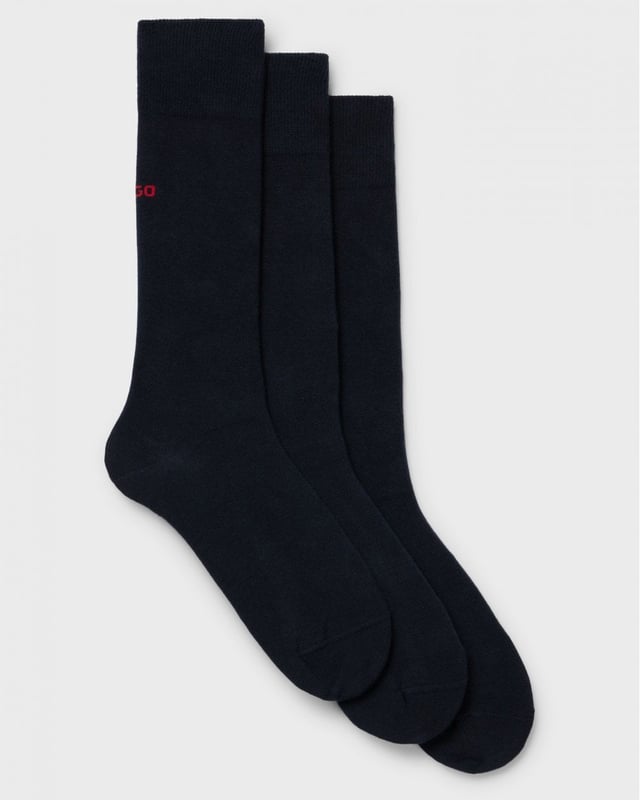 HUGO Mens 3-Pack of Regular Length Socks with Logo Details NOS