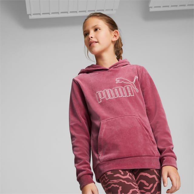PUMA Kids Girls Essentials+ Velour Hoodie Youth