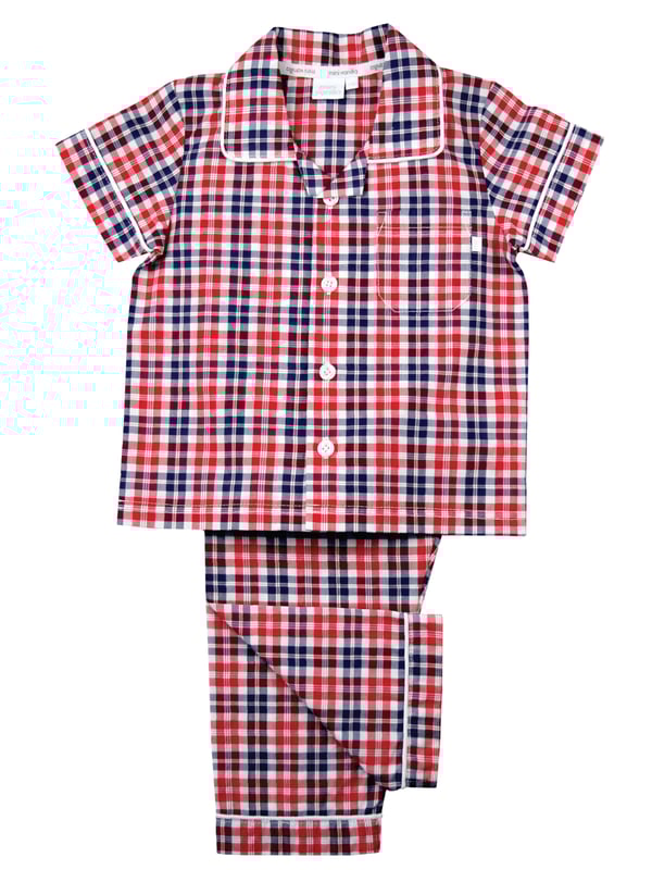 Summer Cotton Red Check Traditional Pyjamas