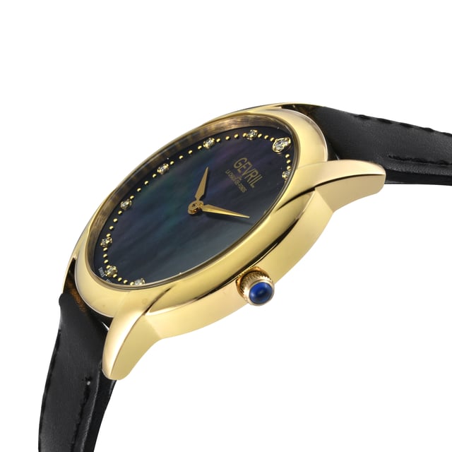 Gevril Airolo Swiss Diamond 13027 Leather Swiss Quartz Watch
