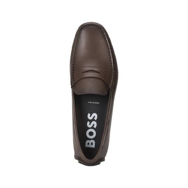 Men's Boss Driver Moccasin Shoes in Brown