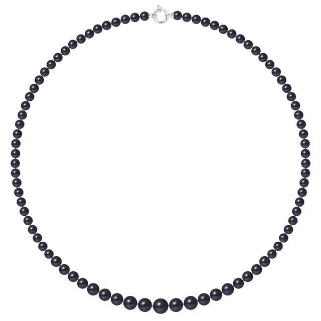 DIADEMA - Halsband - Äkta Sötvattenspärlor - Svart Tahiti Stil - Vitt Guld