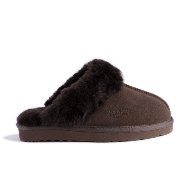 Aus Wooli "Sydney" Australia Sheepskin Wool Slippers, Chocolate