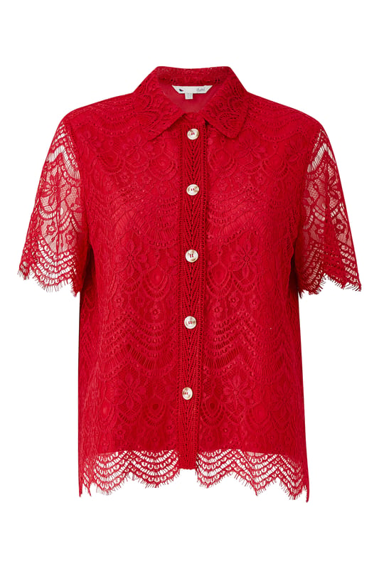 Yumi Curve Red Lace Shirt