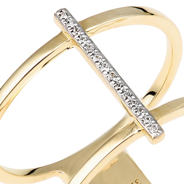 9ct Yellow Gold Double Layer Diamond Ring