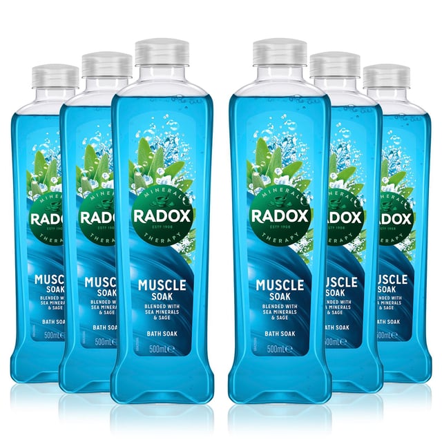 Radox 100% Nature Inspired Fragrance Bath Soak, Muscle Soak, 6 Pack, 500ml