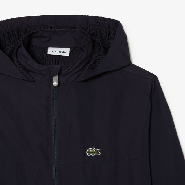 Boy's Lacoste Recycled Polyester Hooded Jacket in Navy