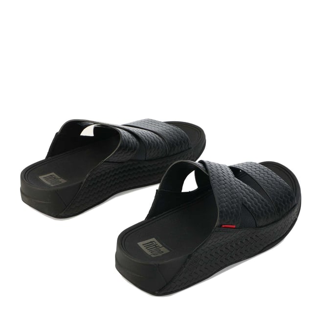 Men's Fit Flop Chi Slide In Woven Leather Sandals in Black