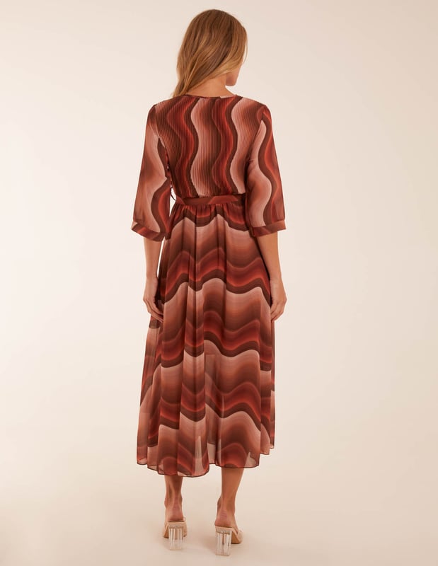 Chiffon Swirl Print Wrap Front Maxi Dress