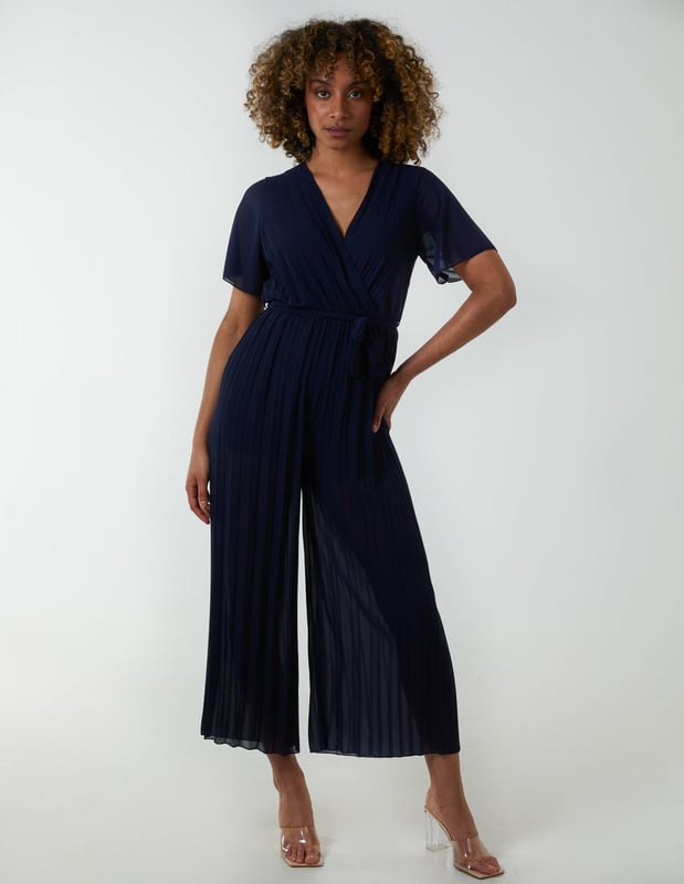 Pleated Wrap Over Jumpsuit