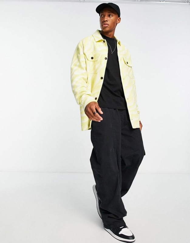 ASOS DESIGN oversized lightweight shacket in yellow zebra print