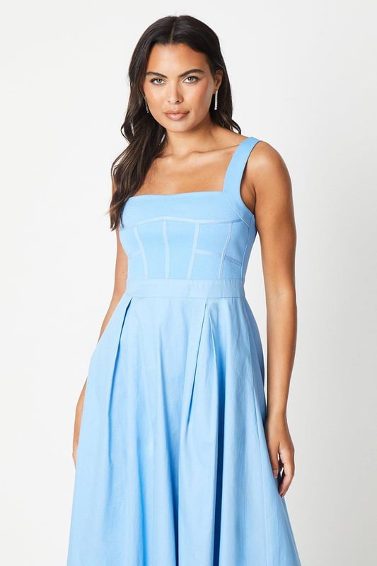Seam Detail Bandage Bodice Midi Dress