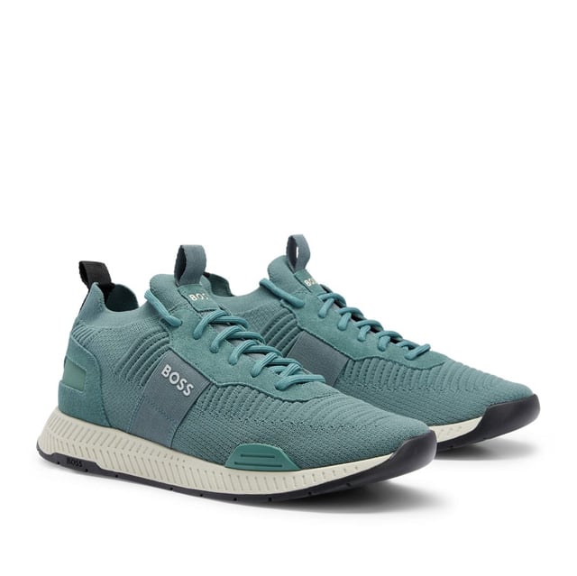 Men's Boss Titanium Running Trainers in Green
