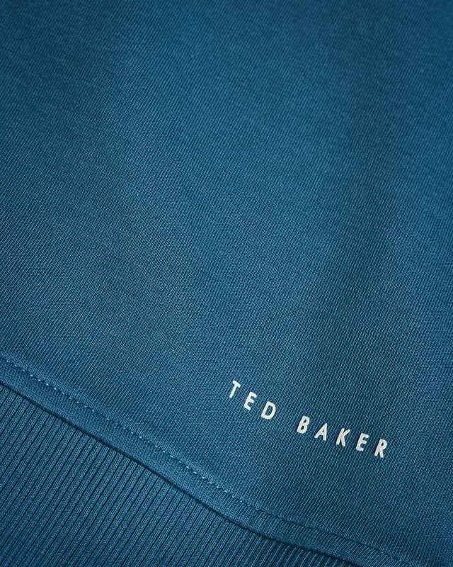 Ted Baker Antram Long-Sleeved Half Zip Funnel Neck, Teal Blue