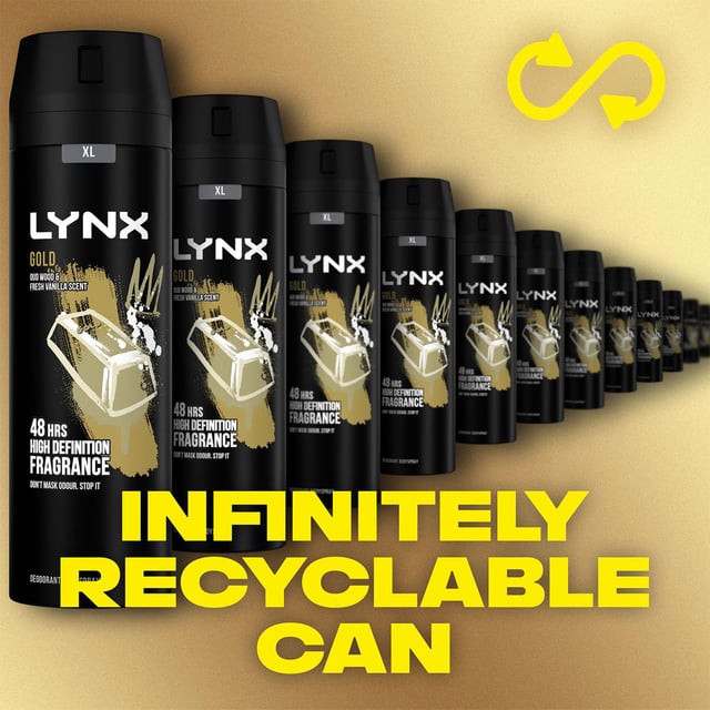 Lynx XL 48-H High Definition Fragrance Gold Body Spray Deodorant 3 Pack ...