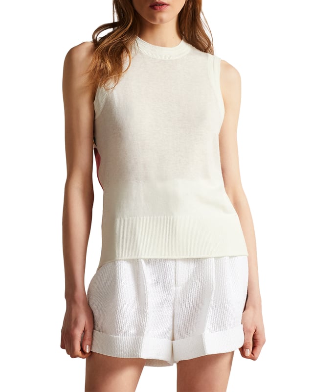 Ted Baker Tamian Woven Back Knit Tank, White