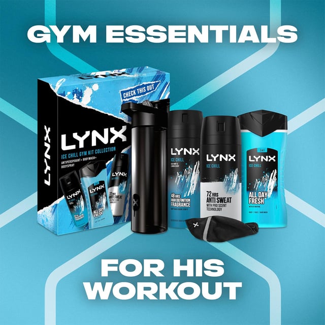 Lynx Ice Chill Gym Kit Collection Gift Set for Him with Gym Towel ...