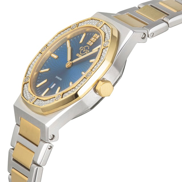 GV2 Palmanova 12705 Women's Swiss Quartz Blue Dial Two Tone Diamond Watch