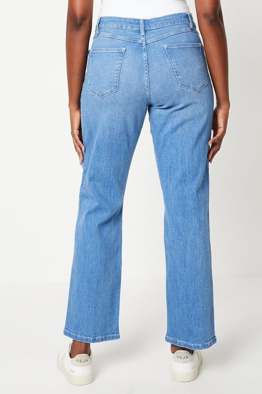 Pintuck High Rise Straight Leg Jeans