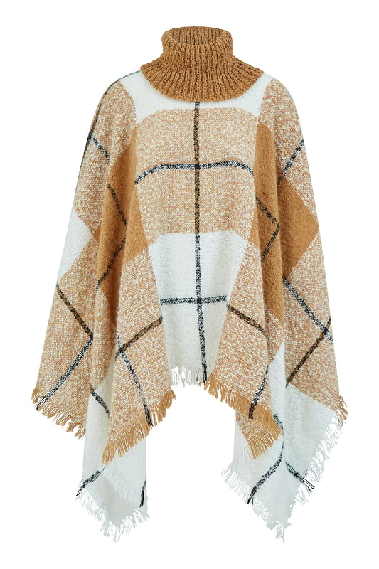 Mela Knitted Colour Block Poncho